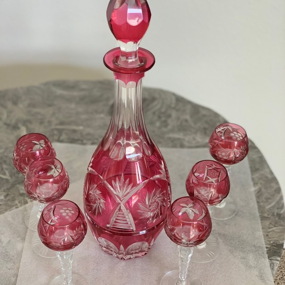 imperlux | Dining | Vintage Imperlux Cranberry Colored Crystal Decanter ...
